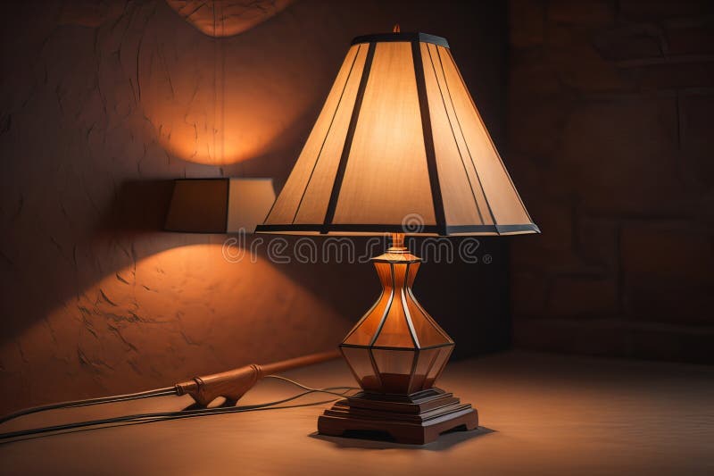 Lamp on the Table in the Room. Generative Ai Stock Illustration ...