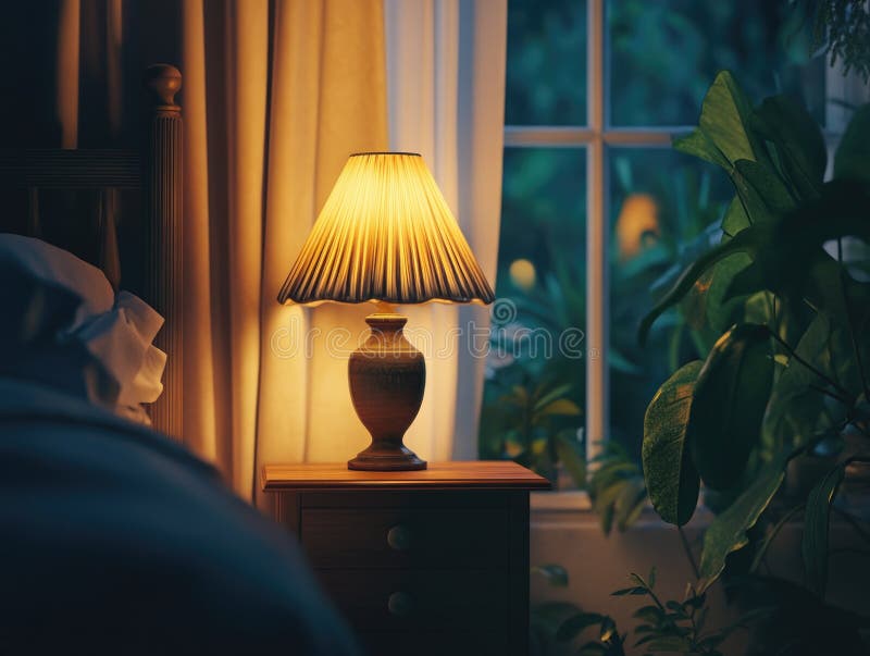 Lamp on Table stock image. Image of glow, furniture - 372944217