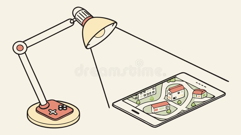 Lamp on Tablet, Smart Home Tech, Controlling Digital Devices. Vector ...