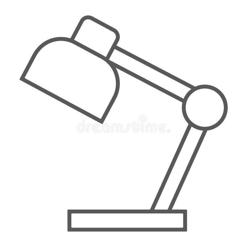 Lamp Thin Line Icon, Furniture and Electric, Light Sign, Vector ...