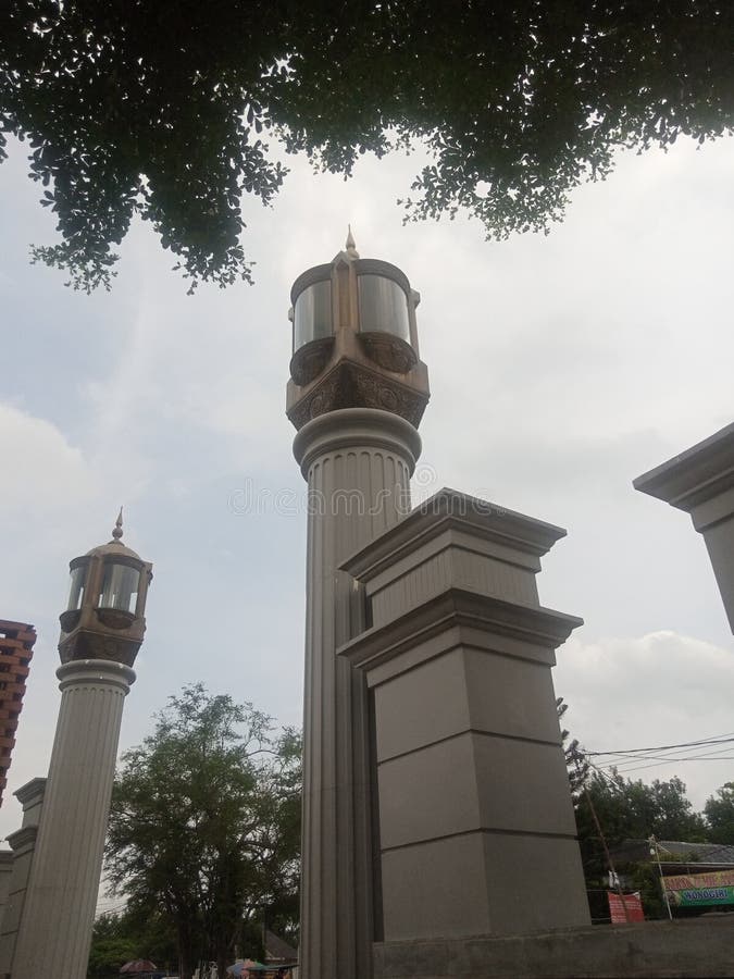 Lamp Tower Side of Street. Will Be Bright in Darkness Stock Image ...