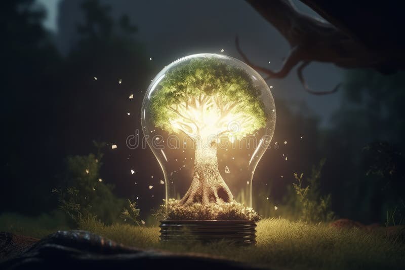 Lamp Tree Energy. Generate Ai Stock Illustration - Illustration of ...