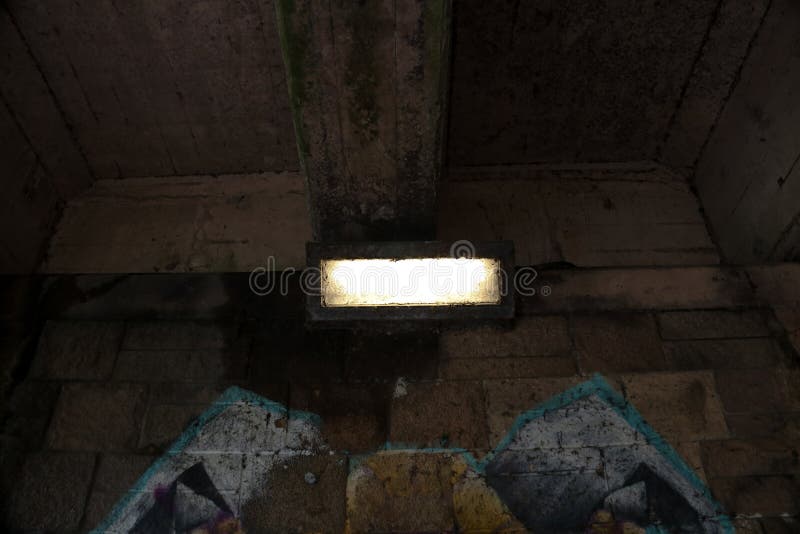 Lamp Under a Railway Bridge with Graffiti Stock Image - Image of green ...