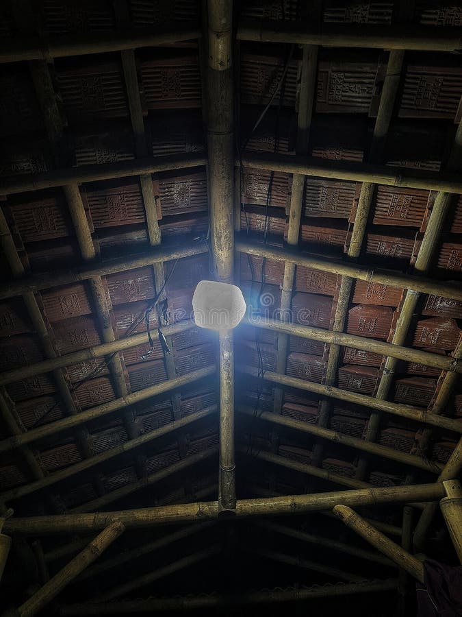 A Lamp Was Burning in a Simple Hut Stock Photo - Image of wood, night ...