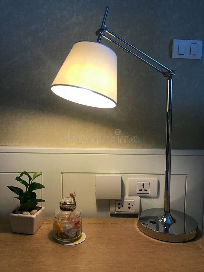 Lamp on the working table stock photo. Image of electricity - 126255900