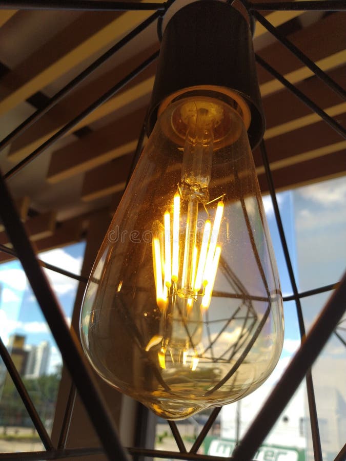 Lamp with yellow filament stock image. Image of lamp - 330879087