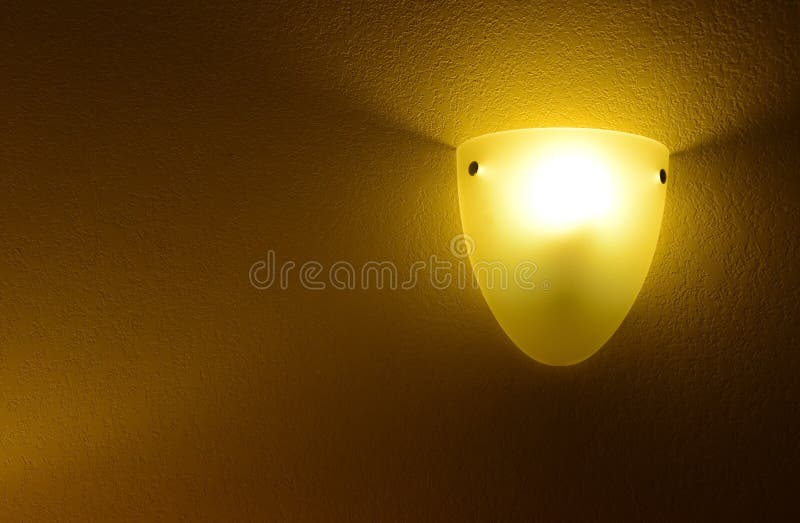 Lamp with Yellow Light in the Corner of the Room, Room Design Stock ...