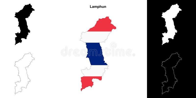 Lamphun outline map stock vector. Illustration of provinces - 323682744