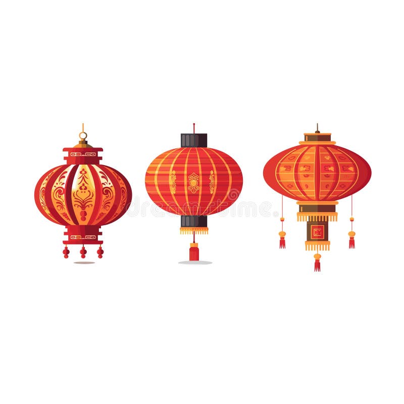 Lampion Chinese Lamp Lantern Vector Stock Illustration - Illustration ...