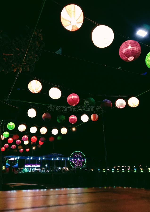 Lampions and night scenes stock image. Image of stage - 261873387