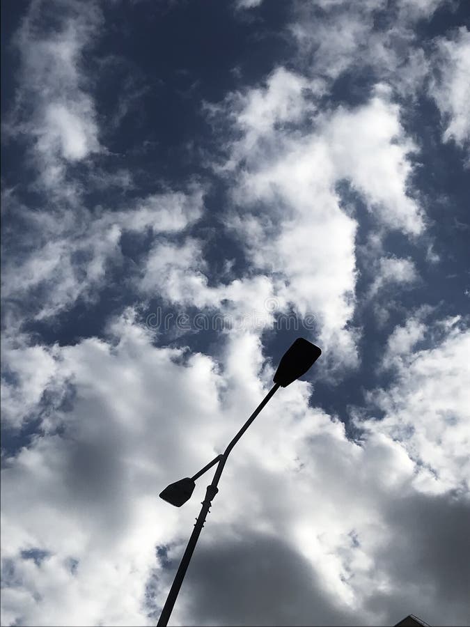 Lamppost on the Background of Blue Sky and Clouds Stock Image - Image ...