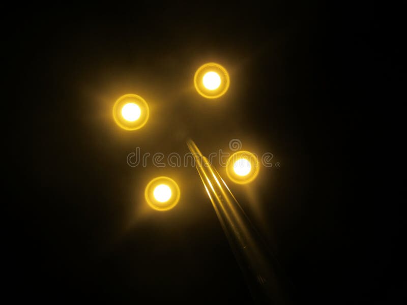 Lamppost at Night with Yellow Golden Lights Stock Image - Image of ...
