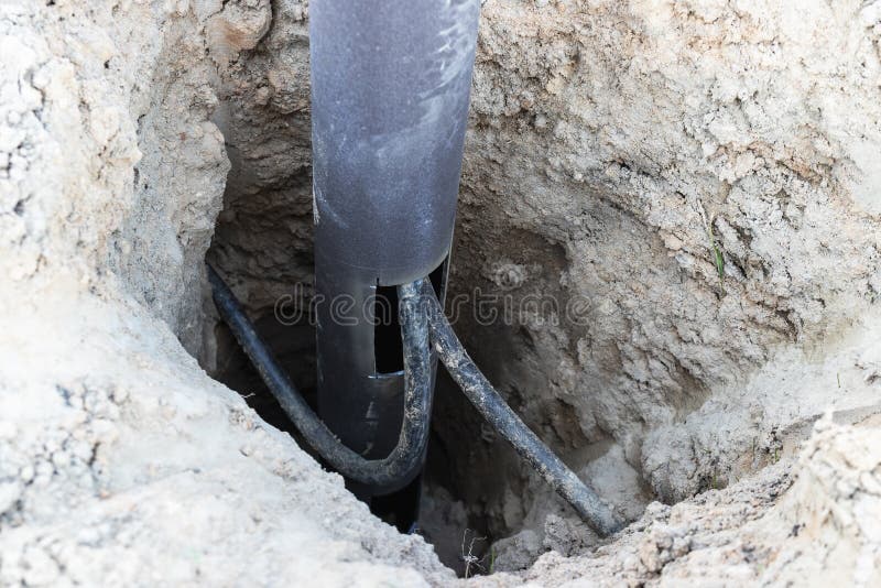 Lamppost with Open Hole. Inside is a Power Switch and Electrical Cables ...