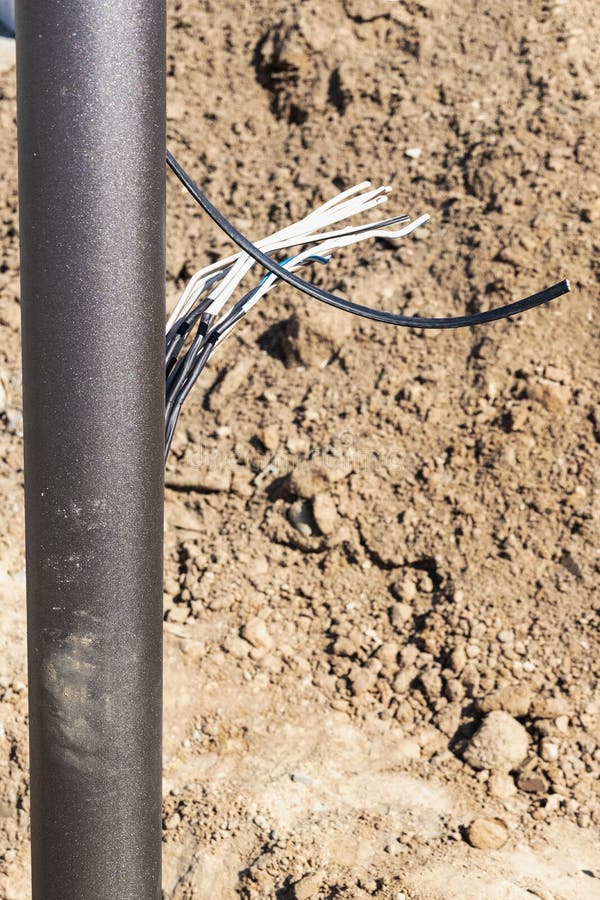Lamppost with Open Hole. Inside is a Power Switch and Electrical Cables ...
