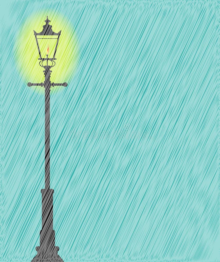 Lamppost in the Rain stock vector. Illustration of valentine - 89178938