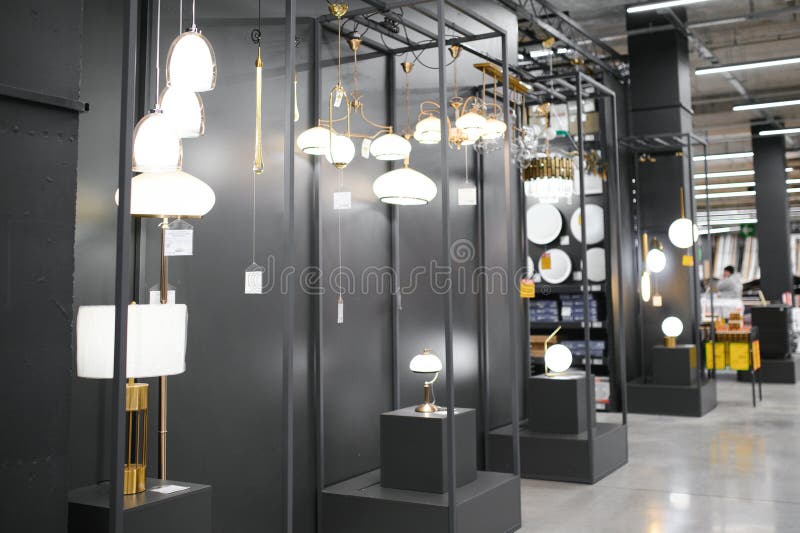 Lamps and Chandeliers in a Hardware Store Stock Photo - Image of ...