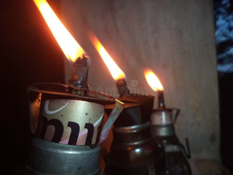 Oil Lamps-the Fire is What Coincides with the Evolution of Man. Stock ...