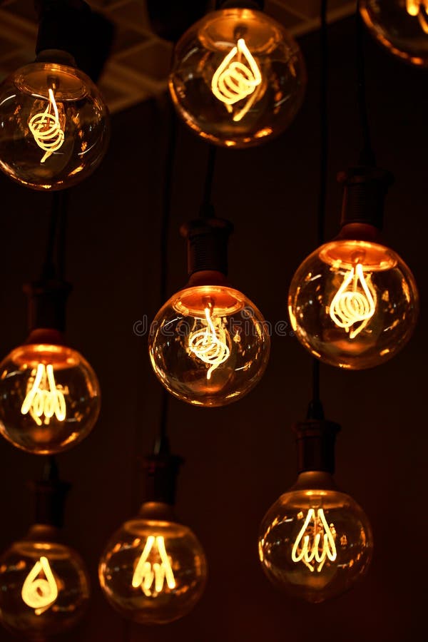 Lamps with Interesting Shape of Tungsten Filament Stock Image - Image ...