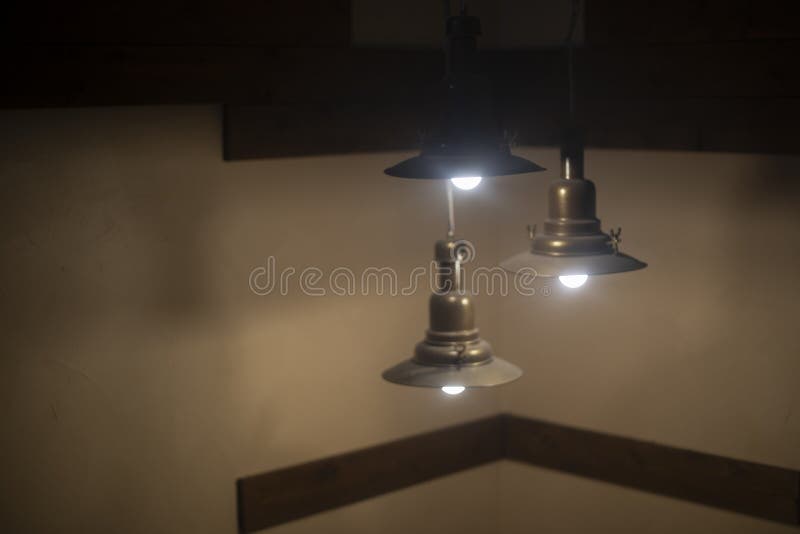 Lamps in Interior. Light on Ceiling Stock Photo - Image of steel ...