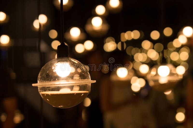 Lamps and LED Light Bulb with with Bokeh Effect Stock Image - Image of ...