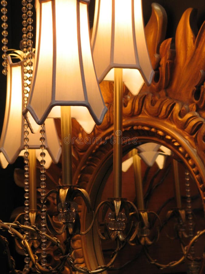 Lamps and mirror stock image. Image of chandelier, lamp - 957613