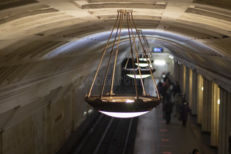 Lamps in Moscow Metro. Interior of Metro Station Stock Image - Image of ...