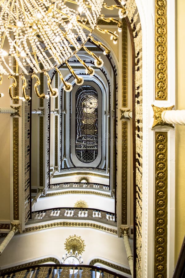 Lamps and Stairs of a Baroque Hotel Stock Image - Image of hall ...