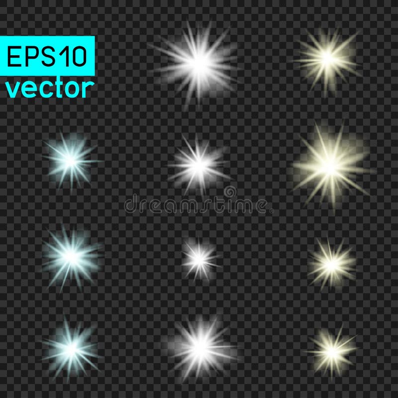 Set of Vector Lights on Transparent Stock Vector - Illustration of ...