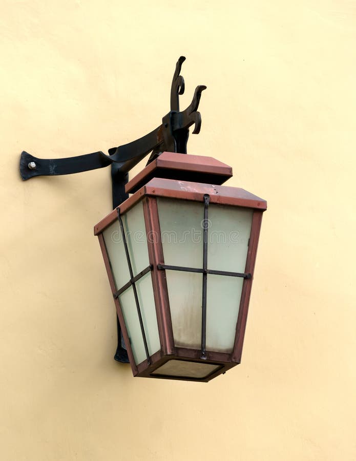 Lamps on the Wall of the House, Stylized Antique Stock Image - Image of ...