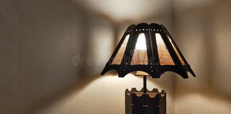 Lampshade Lamp with Shadow on the Wall Stock Image - Image of interior ...