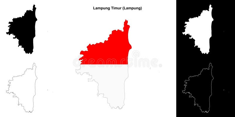 Lampung Timur outline map stock vector. Illustration of empty - 356961681