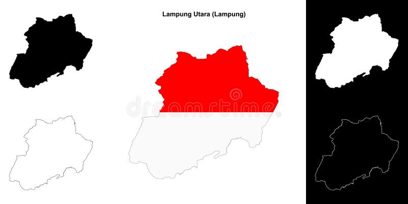 Lampung Utara outline map stock vector. Illustration of utara - 356961694
