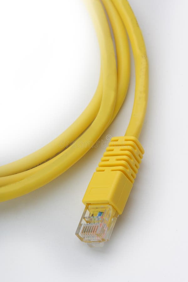 Yellow ethernet cable stock photo. Image of cord, white - 20492166