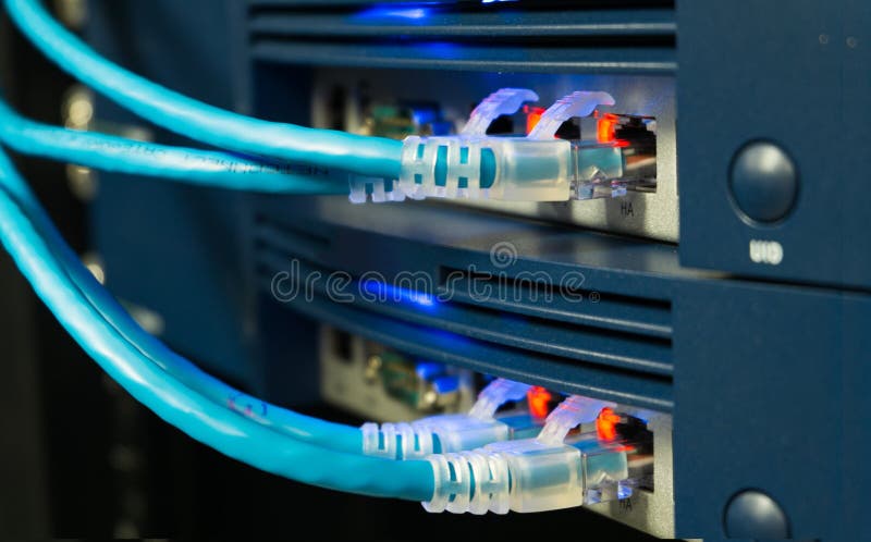 Fiber Connect To SAN Switch Stock Photo - Image of networking, ethernet ...