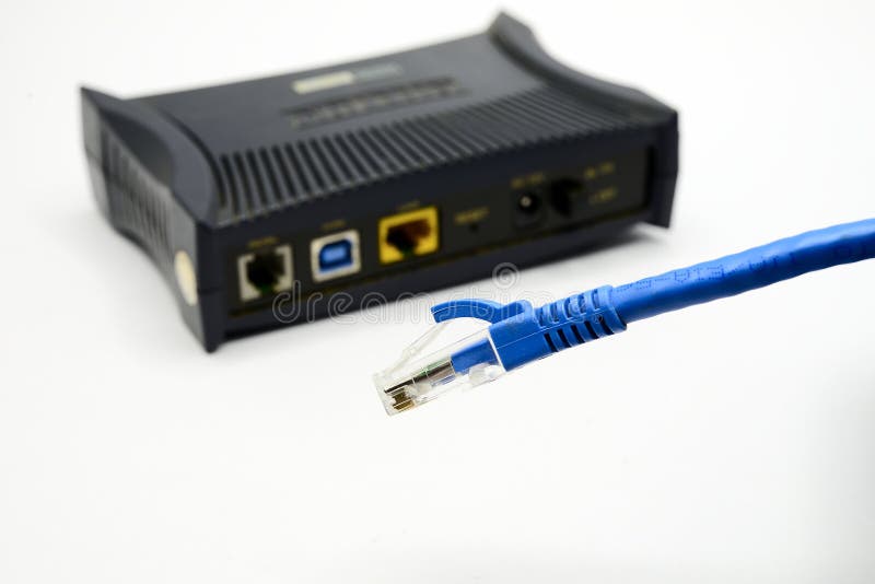 LAN Cable Connect To Network Device Stock Photo - Image of connection ...