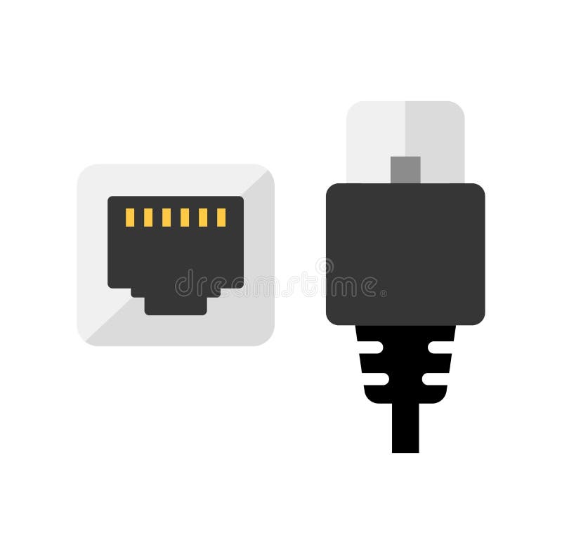 Lan Cable and Connector Plug Icon Illustration Stock Vector ...
