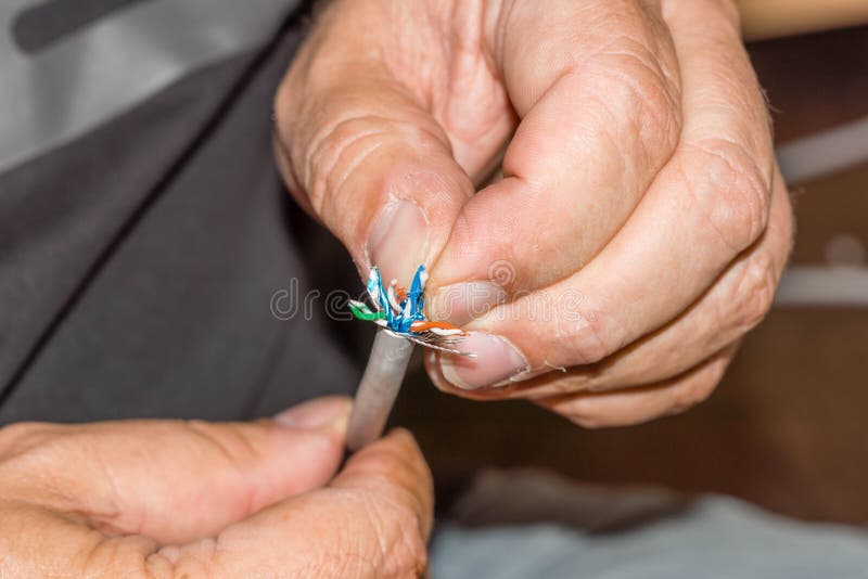 LAN cable preparation stock photo. Image of internet - 96175598