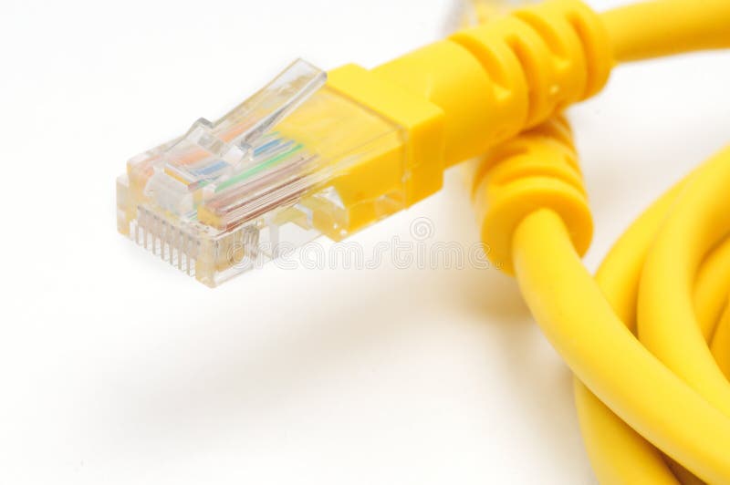 LAN Cable with RJ45 Plug on a White Background Stock Image - Image of ...