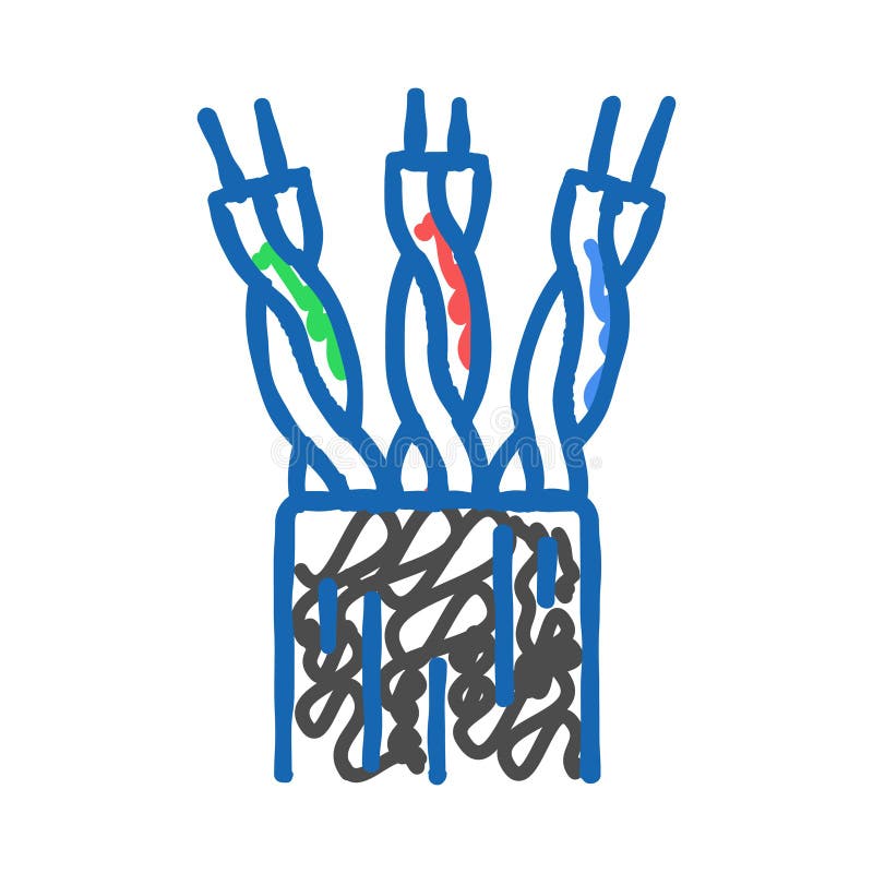 Lan Cable Wire Icon Doodle Illustration Stock Illustration ...