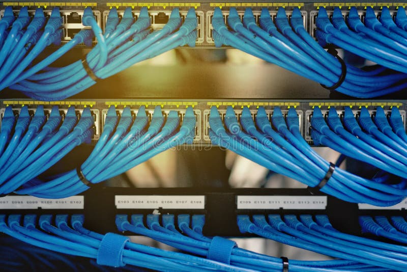 LAN Cable Wiring and Networking in the Data Center. Stock Image - Image ...