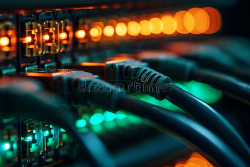 Lan Cables, Ethernet Network Cables Data Connection in Hub Plug ...