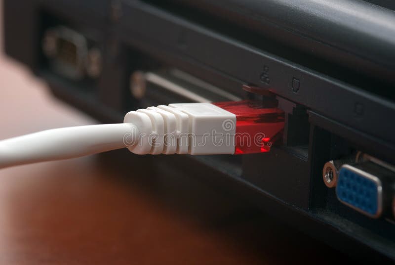 LAN Cable Plugged To a Laptop. Stock Image - Image of laptop, cables ...