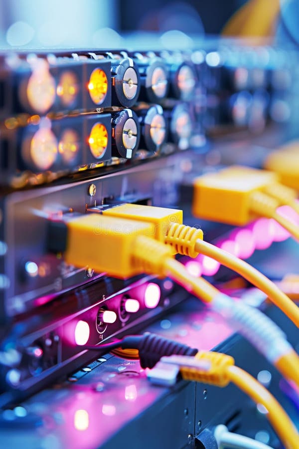 Lan Fiber Optic Cable Connected To the Server Switch for Optimized ...