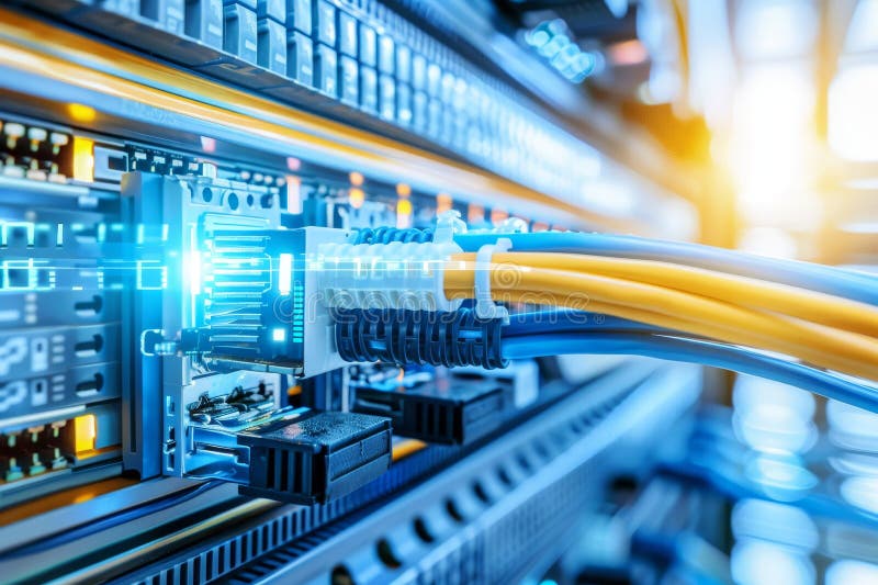 Lan Fiber Optic Cable Connects To Server Switch for Efficient Network ...