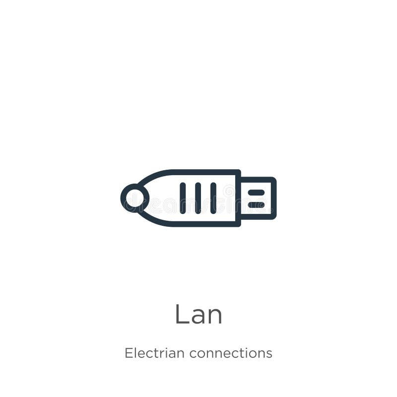 Lan Icon. Thin Linear Lan Outline Icon Isolated on White Background ...