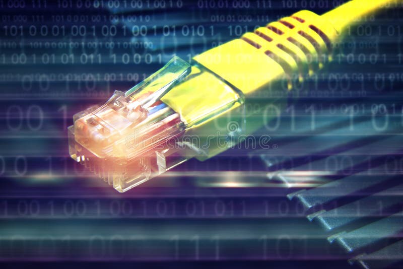 Connect To Internet, Computer Cable on Binary Numbers Stock Photo ...