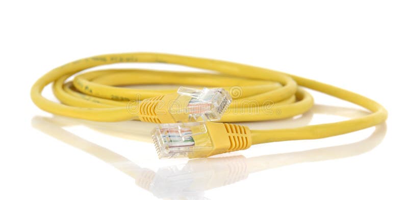 LAN Network Connection Ethernet RJ45 Cable on White Ba Stock Photo ...