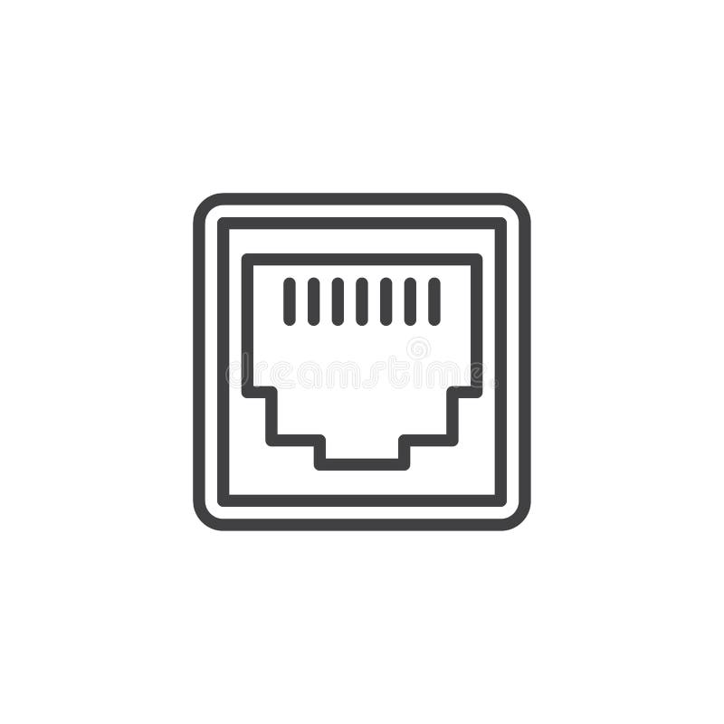 Ethernet Network Socket Line Icon Stock Vector - Illustration of ...