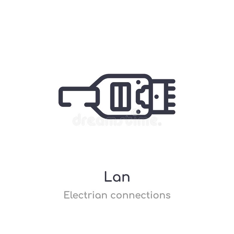 Lan Outline Icon. Isolated Line Vector Illustration from Electrian ...