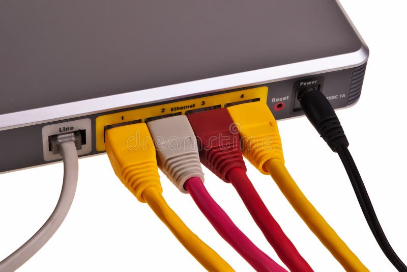 LAN switch back panel. stock photo. Image of modem, communications ...